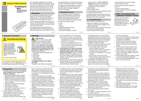 Pico Dressings User Manual For Healthcare Professionals Information And Precautions