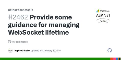 Provide Some Guidance For Managing WebSocket Lifetime Issue Dotnet Aspnetcore GitHub