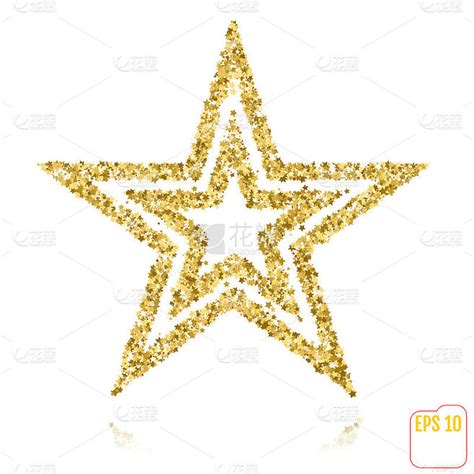 金色的圣诞之星孤立在白色的背景上图片 金色背景图片素材 花瓣网