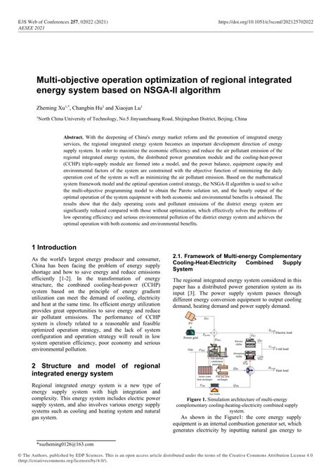pdf multi objective operation optimization of regional integrated energy system based on nsga