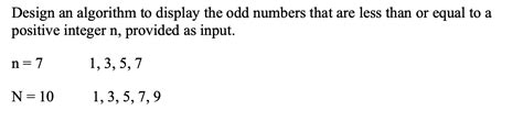 Solved Design An Algorithm To Display The Odd Numbers That Chegg