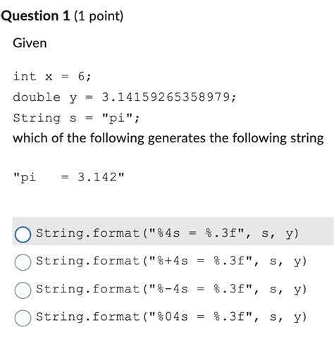 Solved Java Questions Question 1 1 Point Given Int
