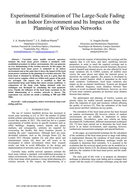 Pdf Experimental Estimation Of The Large Scale Fading In An Indoor