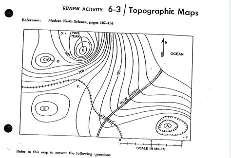 Topographic Map Worksheet Earth Science