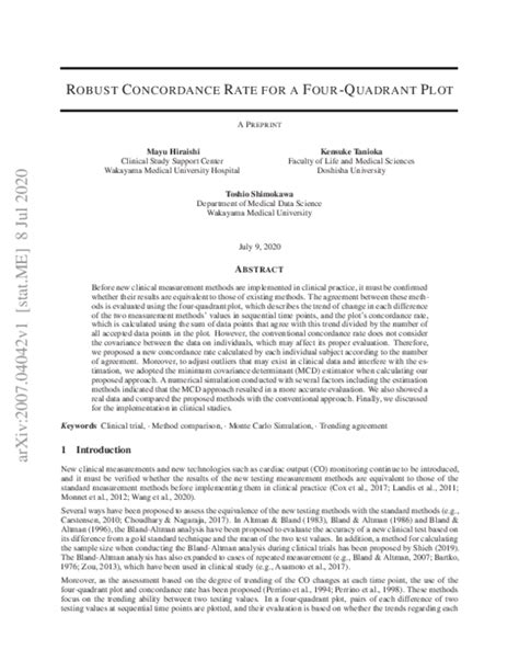 Pdf Robust Concordance Rate For A Four Quadrant Plot Mayu Hiraishi