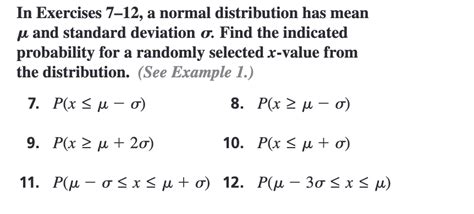 Solved In Exercises 7 12 A Normal Distribution Has Mean μ