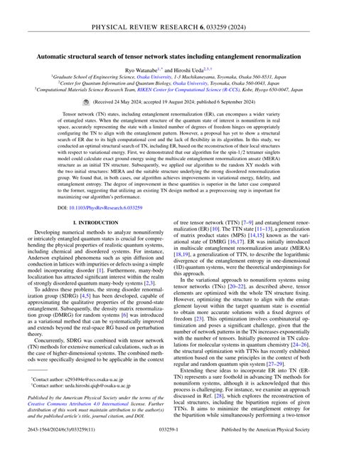 Pdf Automatic Structural Search Of Tensor Network States Including Entanglement Renormalization