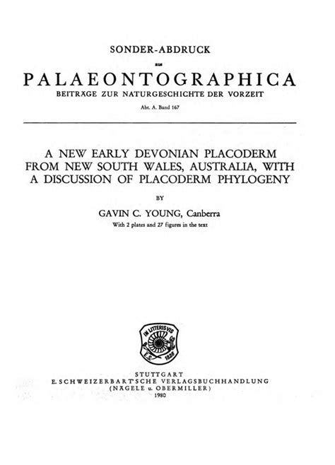 Pdf A New Early Devonian Placoderm From New South Wales Australia With A Discussion Of