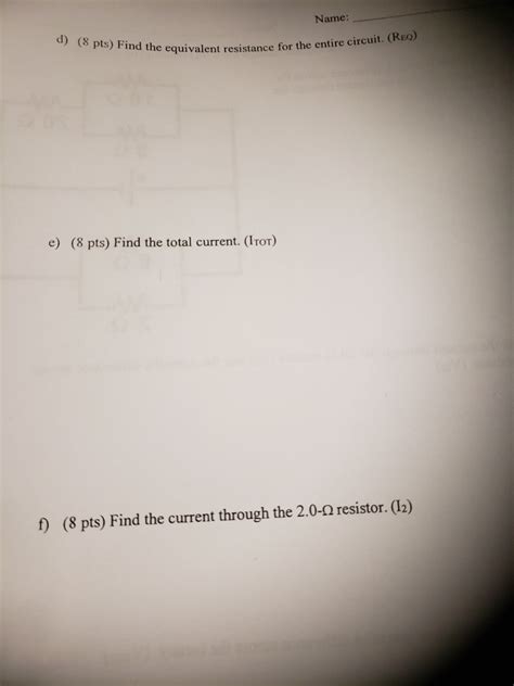 Solved Name Pts For The Circuit Shown Below The Chegg Com