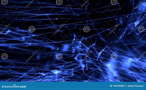 Abstract Plexus Atom Connections Through Thread With Particles Blue Stock Illustration