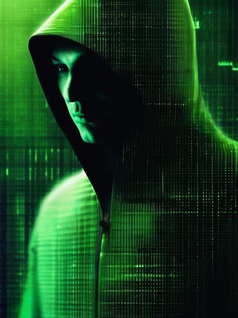 Cyber Security Hacker With Binary Background Premium Ai Generated Image