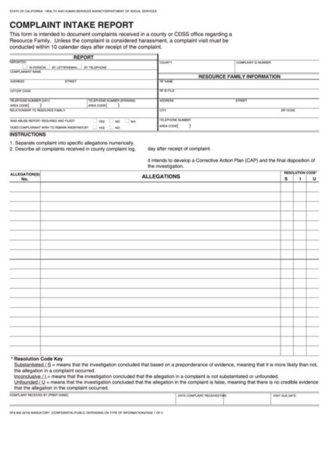 Fillable Form Rfa 802 Compliant Intake Report Printable Pdf Download Fillable Form Rfa 802 Compliant Intake Report Printable Pdf Download
