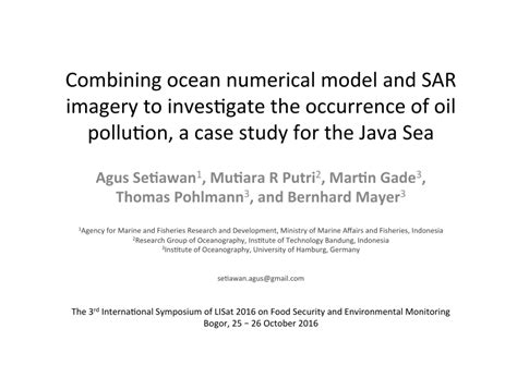 Pdf Combining Ocean Numerical Model And Sar Imagery To Investigate The Occurrence Of Oil