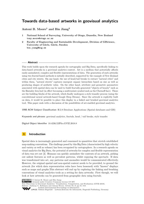 Pdf Towards Data Based Artworks In Geovisual Analytics