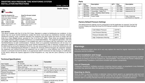 Bendix Commercial Vehicle Systems Tx433cs 3 Tire Monitoring Sensor User Manual