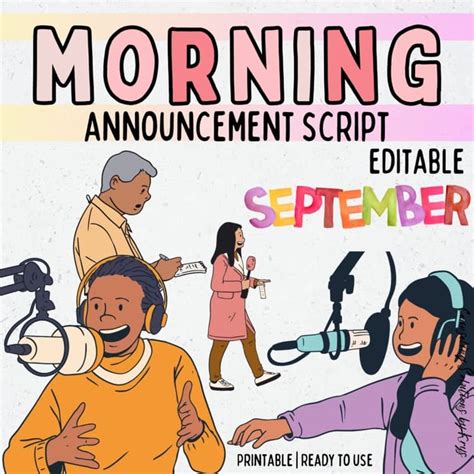 September Morning Announcements Editable Full Bilingual Scripts One