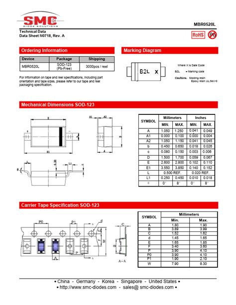 Mbr0520l Datasheet Mbr0520l Smcdiode Pdf Schottky Barrier Diode Smc Diode