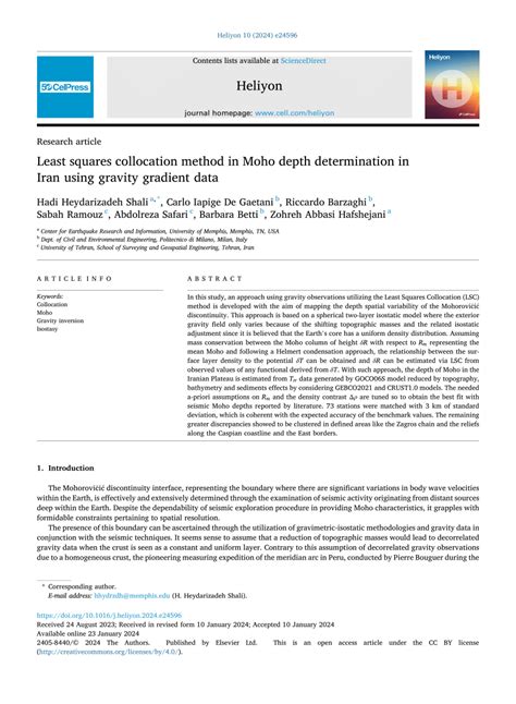 Pdf Least Squares Collocation Method In Moho Depth Determination In