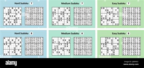Collection Sudoku Game With Answers Different Complexity Stock Vector Image And Art Alamy