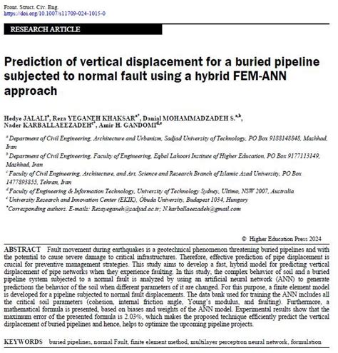 Pdf Prediction Of Vertical Displacement For A Buried Pipeline Subjected To Normal Fault Using