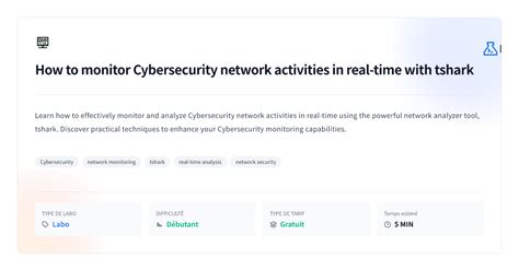 Surveillance Des Activités Réseau De Cybersécurité En Temps Réel Avec Tshark Labex