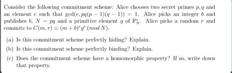 Consider The Following Commitment Scheme Alice