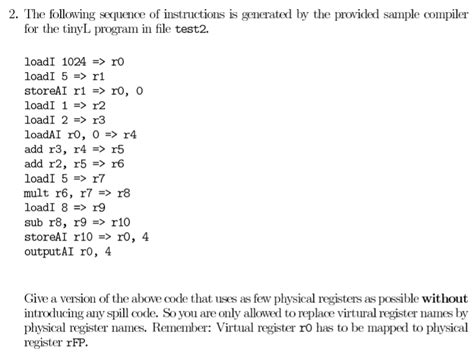Solved The Following Sequence Of Instructions Is Generated
