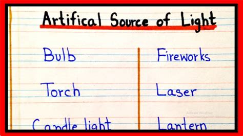 Artificial Source Of Light Source Of Light Youtube