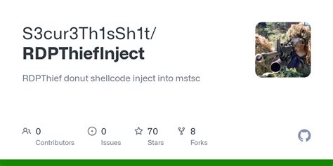 GitHub S Cur Th SSh T RDPThiefInject RDPThief Donut Shellcode Inject Into Mstsc