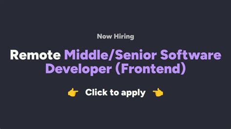 Remote Middlesenior Software Developer Frontend Remoteyeah