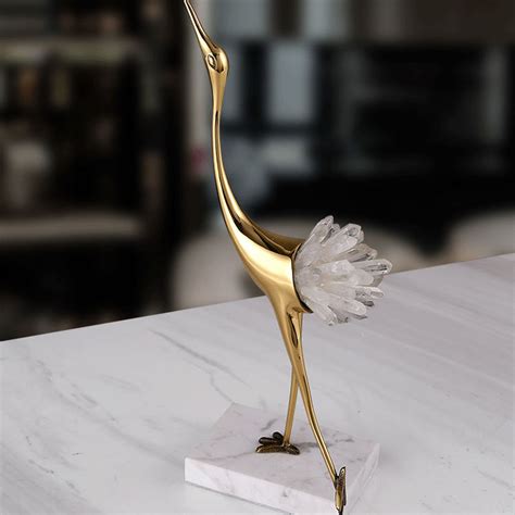 Gold Swan Statue Neck Up Arrow Furniture
