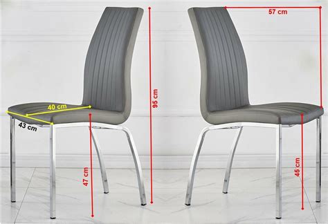 Dining Chairs Set Of 2 Grey White Black Faux Leather Chrome Legs Home