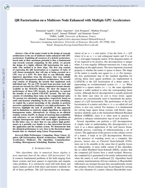 Pdf Qr Factorization On A Multicore Node Enhanced With Multiple Gpu Accelerators