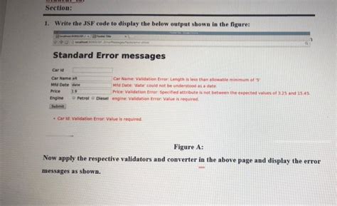 Solved Section 1 Write The Jsf Code To Display The Below