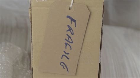 Box Marked As Fragile With Tag Premium Stock Video Footage