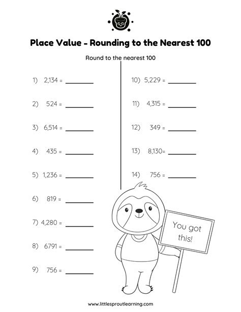Rounding To The Nearest 100 Little Sprout Art Worksheets Library
