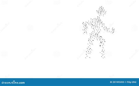 3d Rendering Of Nails In Shape Of Symbol Of Walk With Shadows Isolated