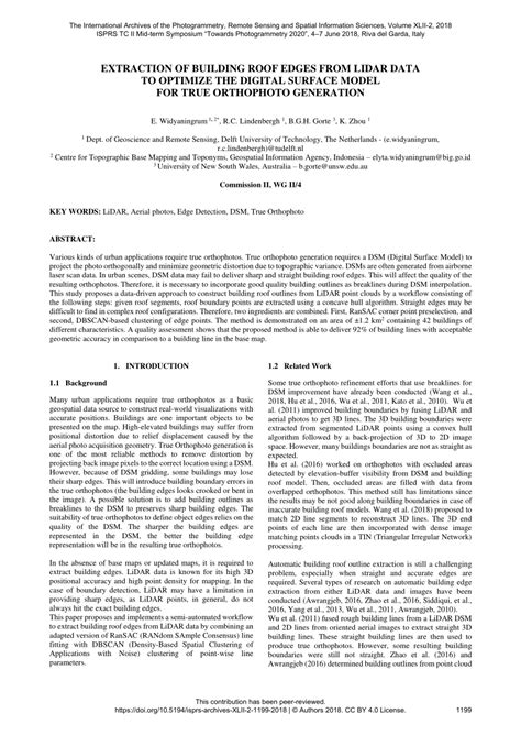 Pdf Extraction Of Building Roof Edges From Lidar Data To Optimize The Digital Surface Model