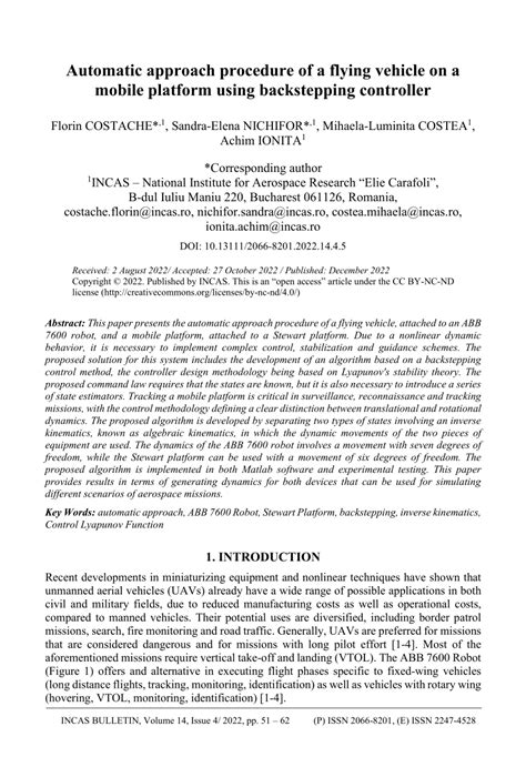 Pdf Automatic Approach Procedure Of A Flying Vehicle On A Mobile Platform Using Backstepping
