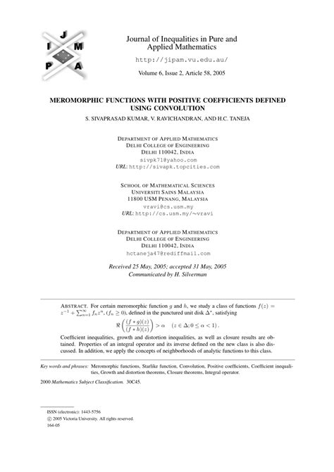 Pdf Meromorphic Functions With Positive Coefficients Defined Using