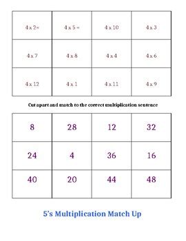 Multiplication Match Up By Elementary Teaching Resources By Stephanie P