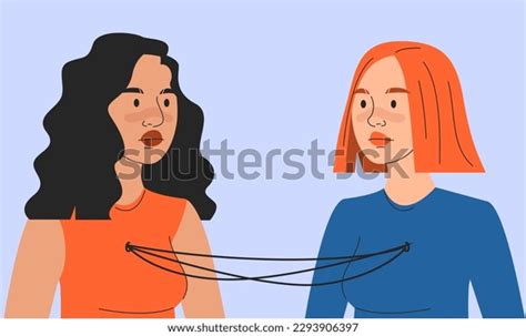 Codependency Vector Isolated Two Women Connected Stock Vector Royalty