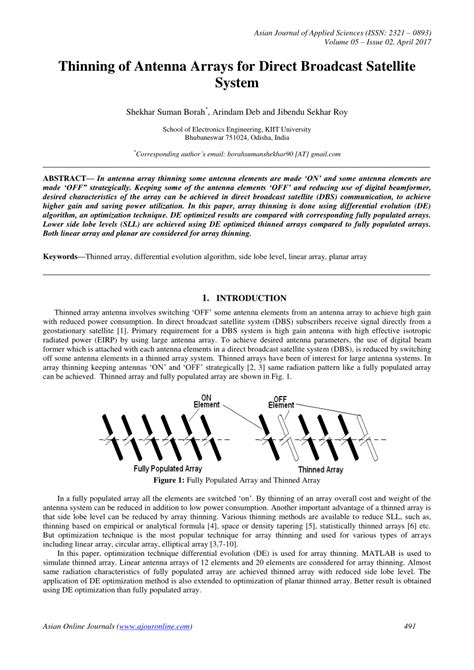 Pdf Thinning Of Antenna Arrays For Direct Broadcast Satellite System Pdf Thinning Of Antenna Arrays For Direct Broadcast Satellite System