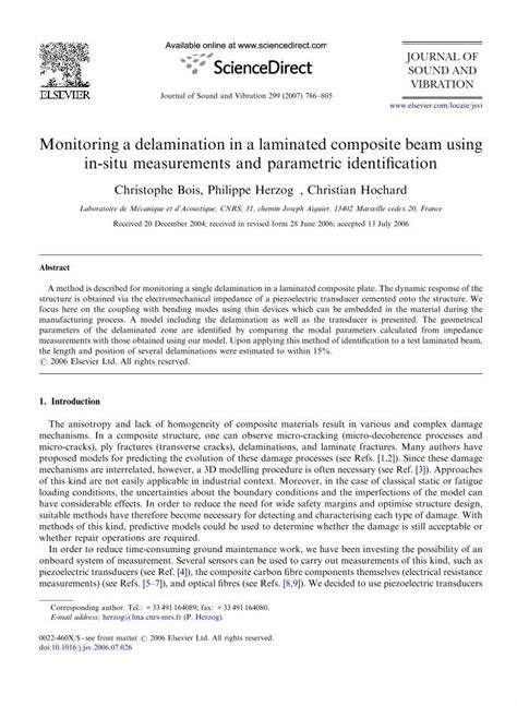 Pdf Monitoring A Delamination In A Laminated Composite Beam Using In