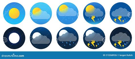 Vector Drawing Set Of Weather Icons In The Style Of Glass Morphism Stock Vector Illustration