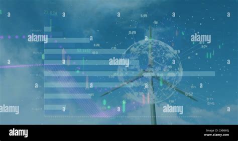 Digital Data Charts And Graphs Overlaying Image Of Wind Turbine Stock Photo Alamy