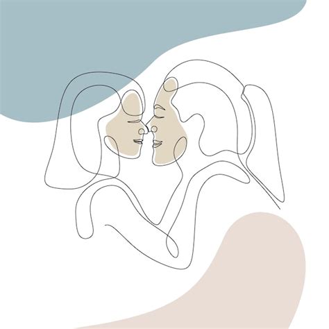 어머니와 딸의 순간 연속 그리기 단일 라인 아트 프리미엄 벡터