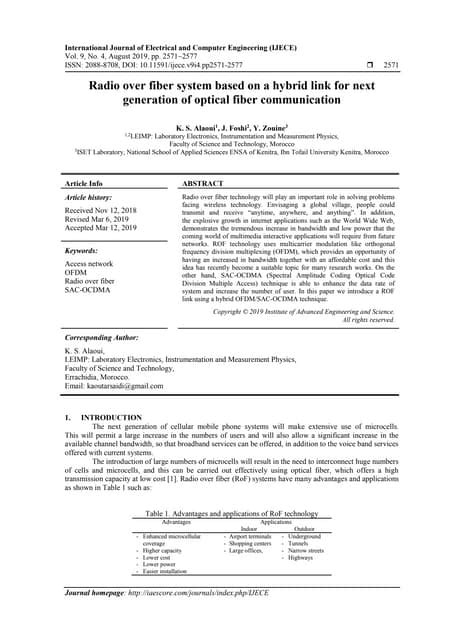 Radio Over Fiber System Based On A Hybrid Link For Next Generation Of Optical Fiber