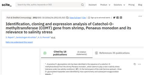 Identification Cloning And Expression Analysis Of Catechol O Methyltransferase Comt Gene From