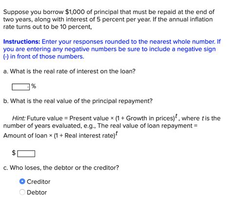Solved Suppose You Borrow 1000 Of Principal That Must Be